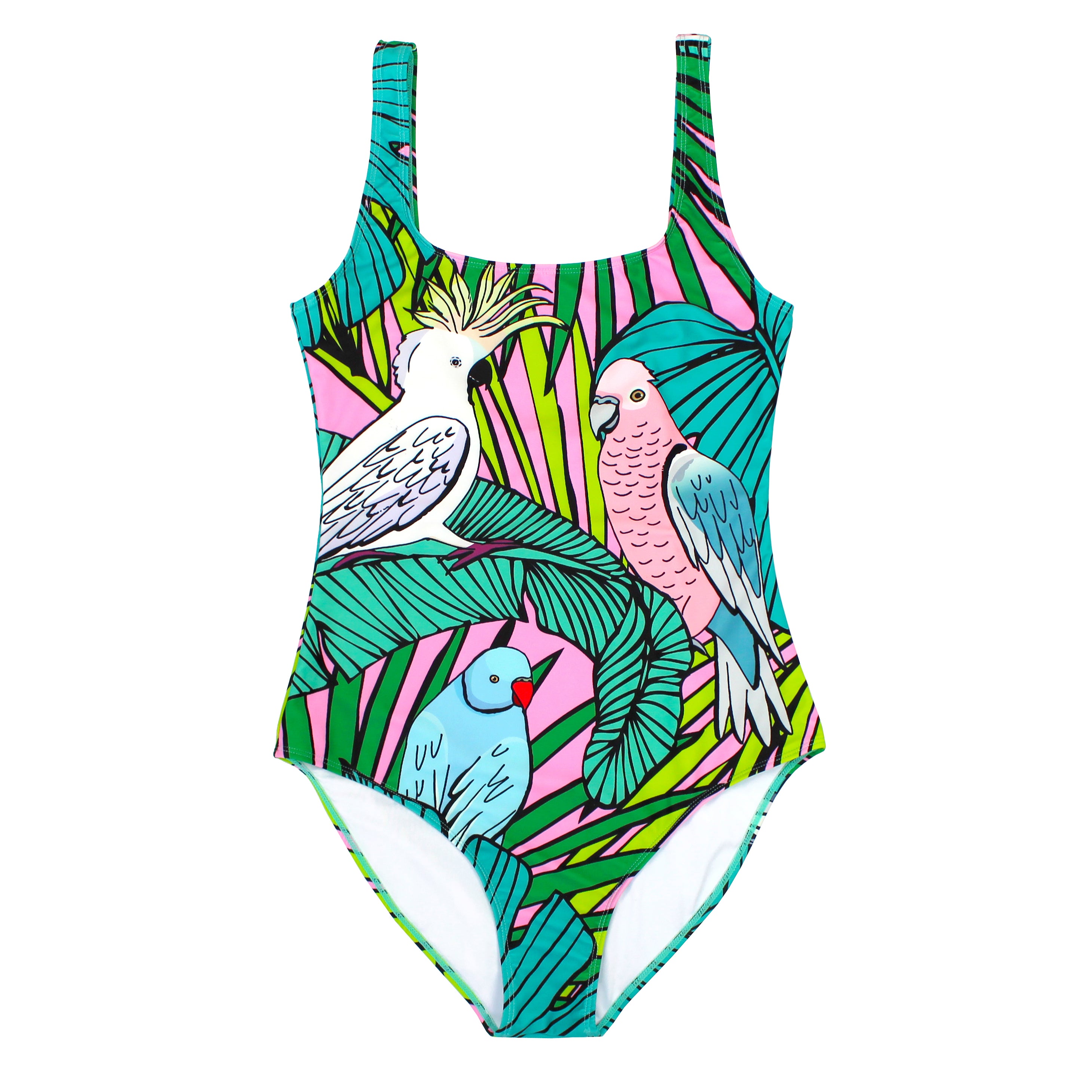 BATOKO Cockatoo Swimsuit | Parrot Print One-Piece | Recycled Swimwear